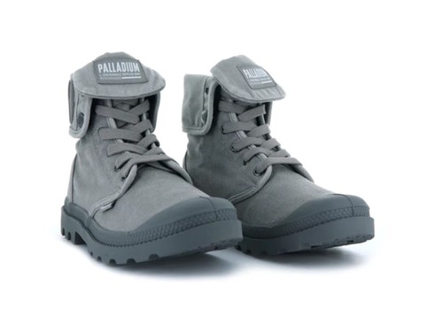 נעלי פלדיום בד מתקפלות בצבע אפור |PALLADIUM BAGGY TITANIUM/HIGH RISE ...